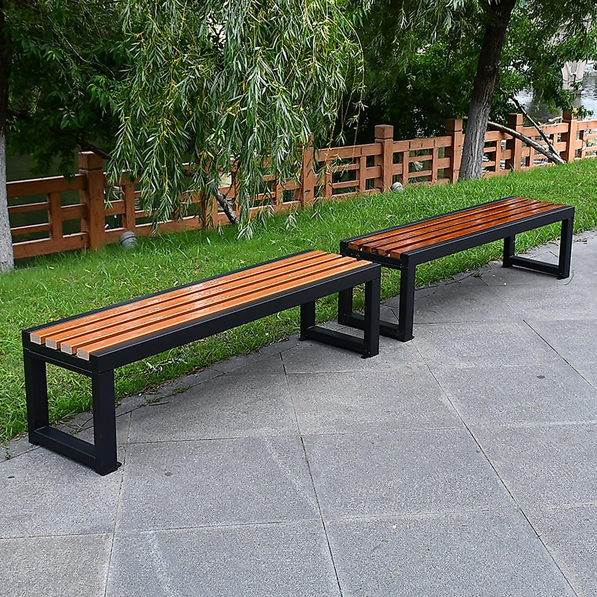 ZDMZR Outdoor Bench, Metal Park Bench Cast Iron Outdoor Benches Front Porch Outdoor Furniture for Patio, Garden Bench, Park, Lawn, Yard (Size : 150cm/59in)