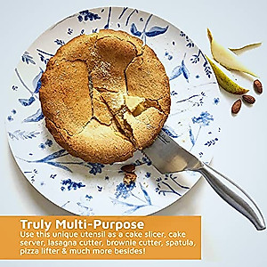 Jean-Patrique Chef's Stainless Steel Serrated Slicer and Server | Unique Serrated Design | A Perfect Cake Slicer and Server, Lasagna Cutter, Spatula, Brownie Cutter or Pizza Lifter | from