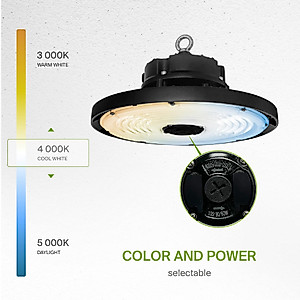 ASD UFO LED High Bay Light 60W/80W/100W, 3 CCT 3000/4000/5000K Dimmable 14,603 lm, DLC Premium & UL, 120-277V, Commercial Bay Lighting, LED High Bay Lights for Warehouse Shop, Waterproof IP69K