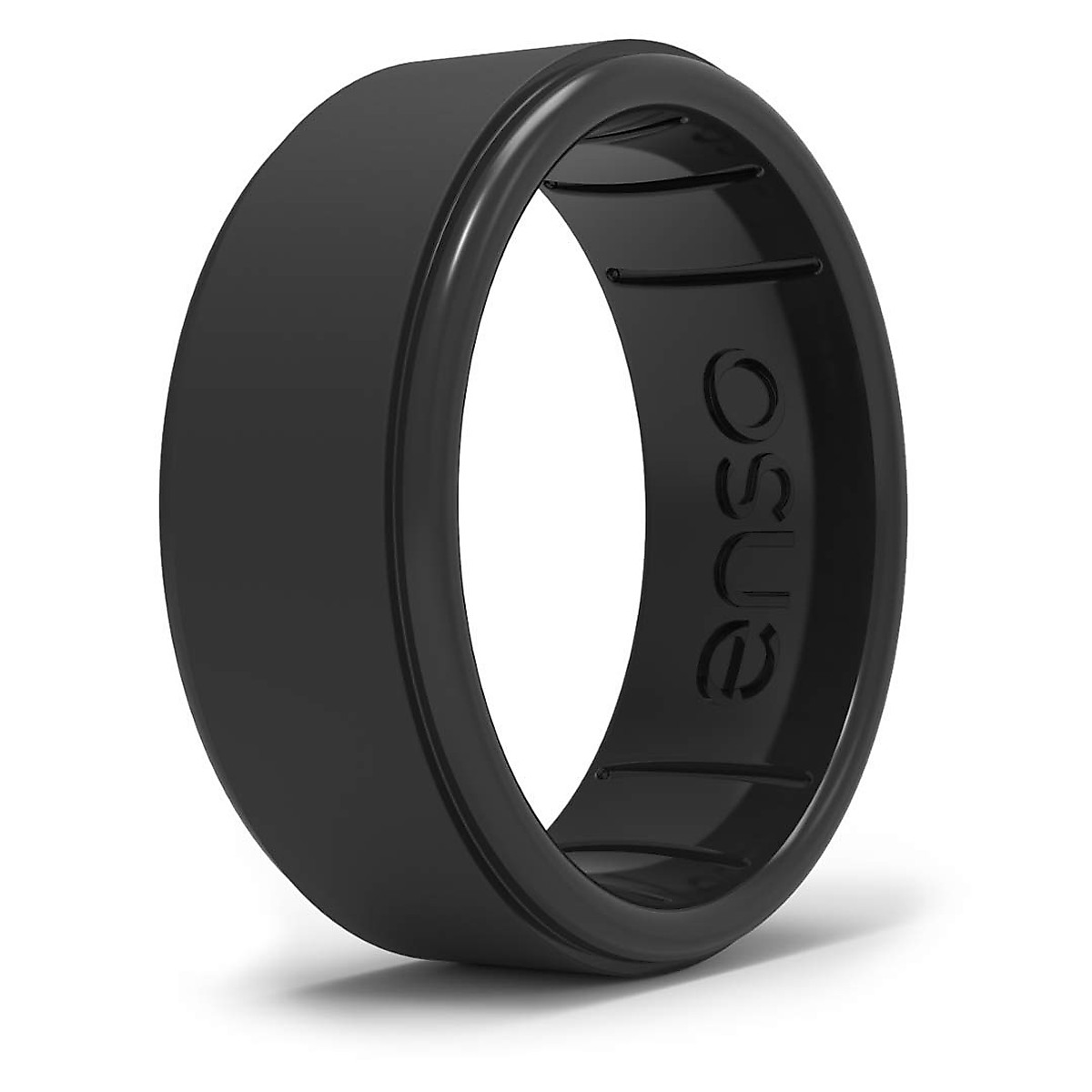 Enso Rings Classic Rise Silicone Ring - Timeless With a Twist - Made in the USA - Comfortable, Breathable, and Safe (Obsidian, 11)