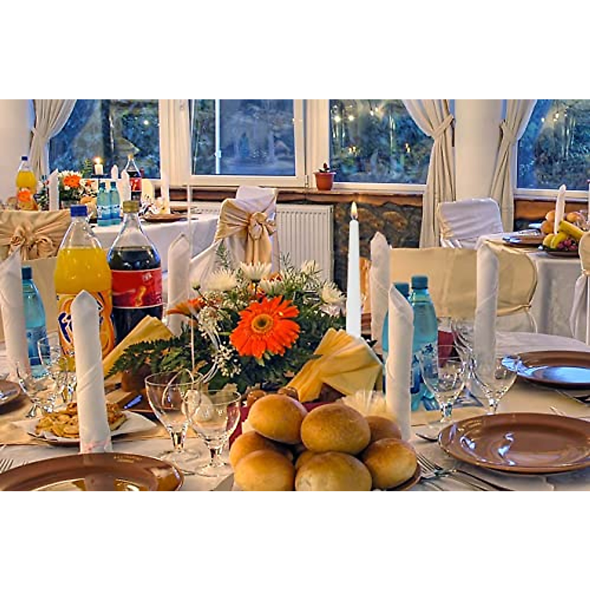 Taper Candles ,Tapered Candlesticks - dripless 8 Inch unscented, White , 6 Pack