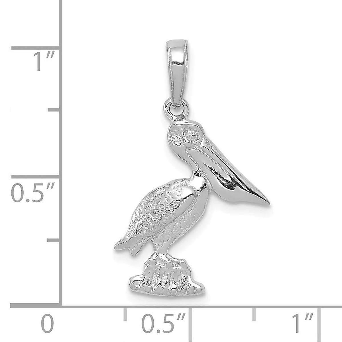 Solid 10k White Gold Pelican Pendant Charm