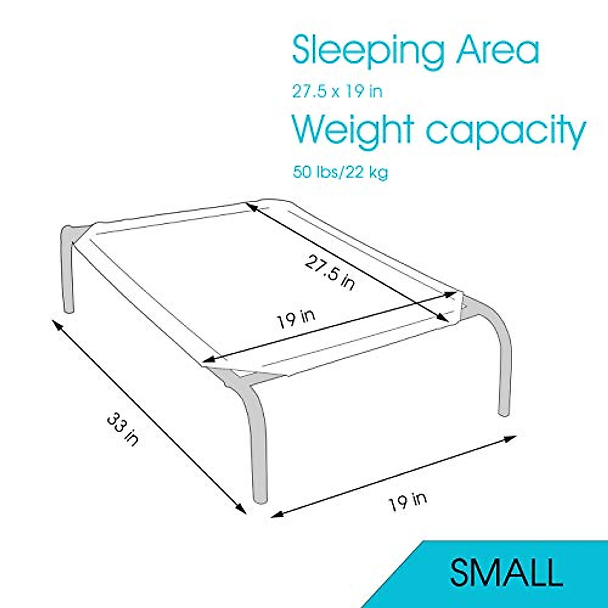 PHYEX Heavy Duty Steel-Framed Portable Elevated Pet Bed, Elevated Cooling Pet Cot, 33" L x 19" W x 7.5" H(S, Brown)