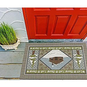 Brumlow MILLS Snow Cabin Washable Let It Snow Print Indoor or Outdoor Holiday Rug for Living or Dining Room Mat, Bedroom Carpet and Kitchen Runner Rug, 30" x 46", Neutral