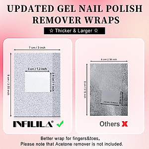 NXJ INFILILA Nail Foil - 300PCS Foil Nail Wraps Gel Nail Polish Remover Foil Wraps for Nails, Soak Off Gel Remover with Larger Cotton Pad for Removing Nail Polish at Home