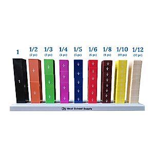 Ideal School Supply Carson Dellosa Fraction STAX Math Manipulative—51 Colorful, Stackable Math Cubes, One Whole—Twelfth Fractions, 9-Peg Base, Hands-On Fractions Manipulatives (52 pc)