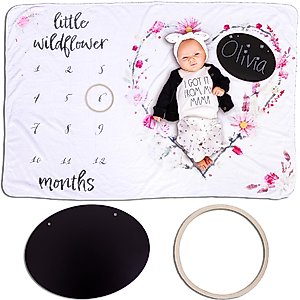 Hapinest Baby Girl Monthly Milestone Blanket - Gifts for Newborn to First Year Age and Growth Chart Photos Per Month