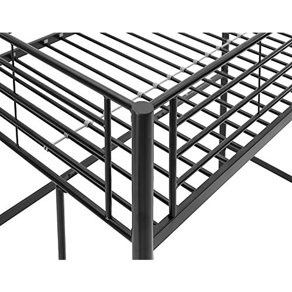 Walker Edison Timothee Urban Industrial Metal Twin over Loft Bunk Bed, Twin Size, Black