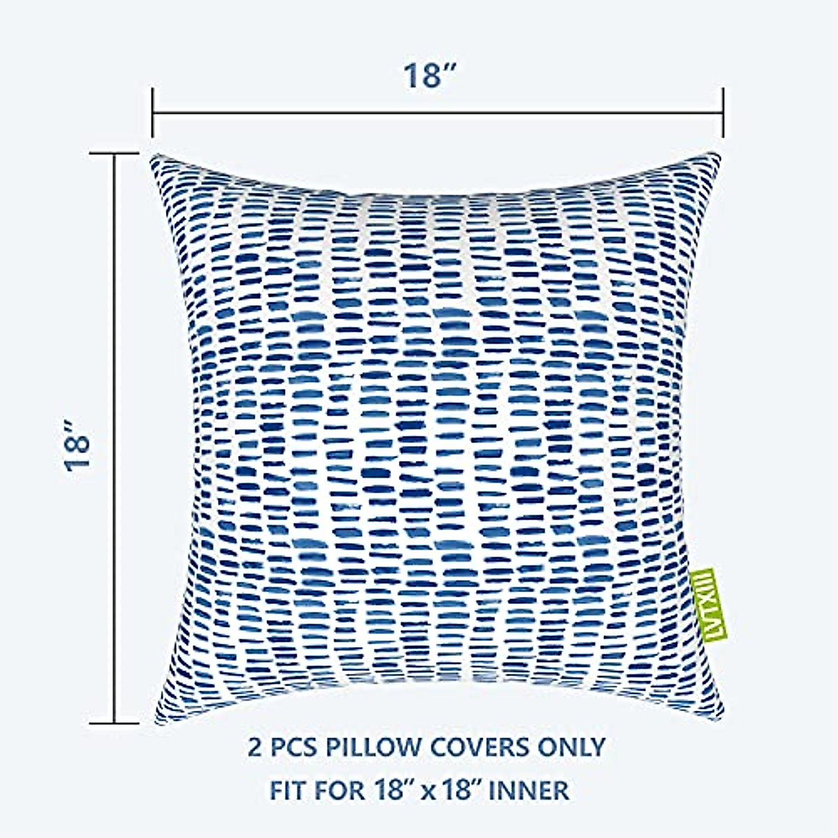 LVTXIII Outdoor Pillow Covers ONLY, Square Throw Pillow Covers, Modern Cushion Cases for Sofa Patio Couch Decoration 18 x 18 Inch, Pack of 2, Pebble Blue