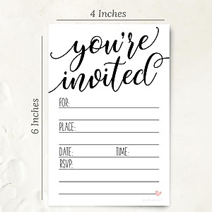 Classic Script Invitations (20 Count) with Envelopes - Sweet Heart Design