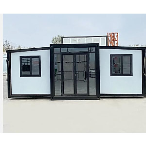 Generic Mobile House Portable House Foldable Detachable Prefabricated Luxury Villa Design Easy Setup Move,Mobile Expandable House Bedroom Bathroom Living & Kitchen (30ft X10ft X10ft), White/Grey