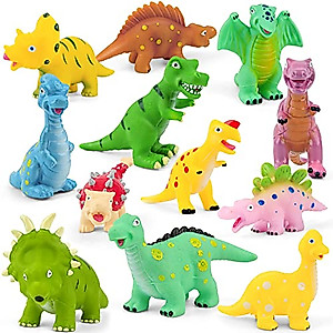 Gizmovine Fun Dinosaur Baby Toy 12 Pack Collection of Colorful Foam Bath Toys - Perfect for Kids & Children's Bath Time Adventures.
