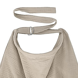 Muslin Nursing Cover for Baby Breastfeeding, Breathable Privacy Nursing Cover with Arch Neckline for Mom, Organic Cotton Multi-use Nursing Apron (Wheat)