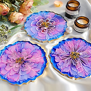 LET'S RESIN Geode Resin Coaster Molds, 4 Pcs Druzy Silicone Agate Coaster Molds