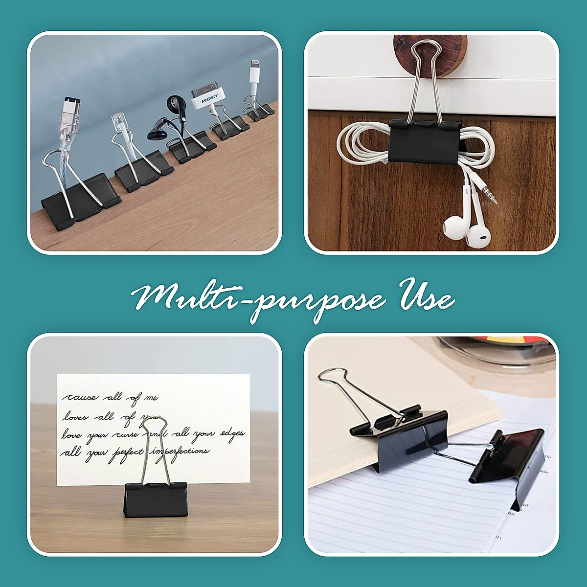 Binder Clips - 48 Medium Binder Clips, Binder Clips Medium, Binder Paper Clips, Binder Clip, Clips Office Supplies