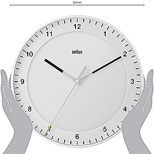 Braun Classic Mixed Analogue Wall Clock Home Gift Bundle with Silent Sweep Movement, Easy to Read, 30cm Diameter in Black + White, Model BC17B, BC17W (2 Pack)