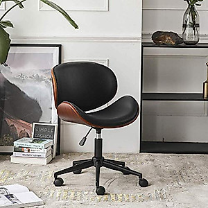 JOYBASE Home Office Desk Chair, Bentwood and Leather Swivel Chair, Adjustable Heigh, Brown