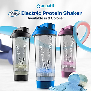AQUAFIT Electric Protein Shaker Bottle - USB Rechargeable Shaker Bottles 24oz Shaker Bottles for Protein Mixes, Protein Mixer, Gym Accessories, Gadgets for Men (Blue)