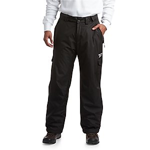 Reebok Men's Snow Pants - Heavyweight Waterproof Snowboard Pants with Cargo Pockets, Snow Gaiters - Ski Pants for Men, M-XXL, Size X-Large, Black