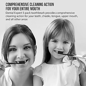 Dental Expert Charcoal Toothbrush [Gentle Soft] Slim Teeth Head Whitening Brush for Adults & Children [Family Pack] - Ultra Soft Medium Tip Bristles (Black)