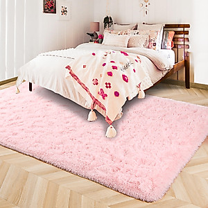 ISEAU Fluffy Rug Carpets Soft Shaggy Area Rug Indoor Floor Rugs for Kids Room Fuzzy Carpet Comfy Cute Nursery Rug Bedside Rug for Boys Girls Bedroom Living Room Home Decor Mat, 3ft x 5ft, Pink
