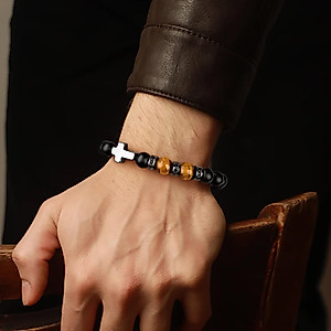 JoycuFF 30th Birthday Gifts for Him, 30th Birthday Decorations for Men, 30 Year Old Birthday Gifts for Men, Happy Birthday Gifts for 30 Year Old Male Cross Bracelet for Men