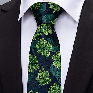 Barry.Wang 8PCS Men Necktie Set Solid Green Silk Tie Formal Business Wedding Party Shamrock Day Christmas Xmas