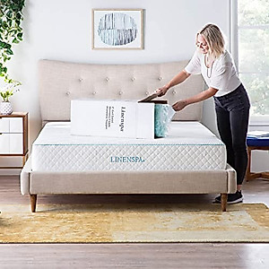 Linenspa 3 Inch Gel Swirl Memory Foam Mattress Topper with Machine-Washable-Cover