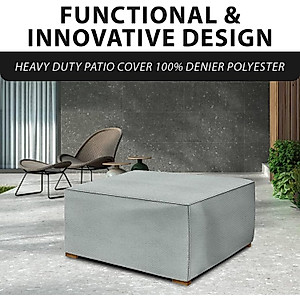 Patio Large Waterproof Ottoman Cover - Outdoor Square Side Table Covers - Patio Ottoman Washable Cover - Heavy Duty Furniture 60X60X28 Inch Grey