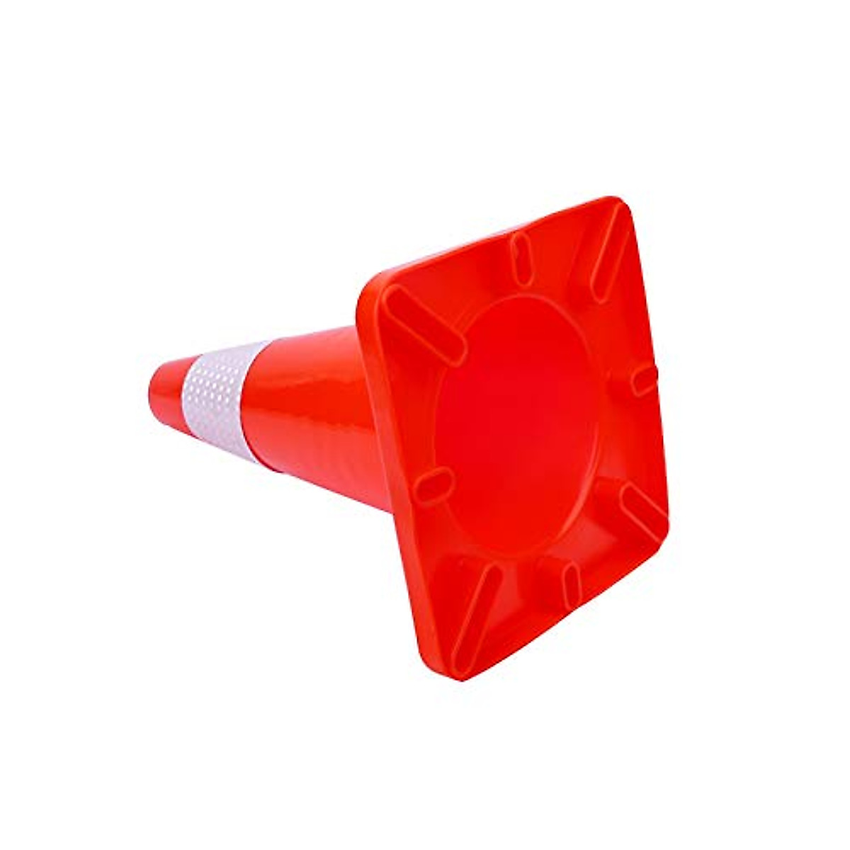 [ 10 Pack ] 18" Traffic Cones PVC Safety Road Parking Cones Weighted Hazard Cones Construction Cones for Traffic Fluorescent Orange w/4" Reflective Strips Collar