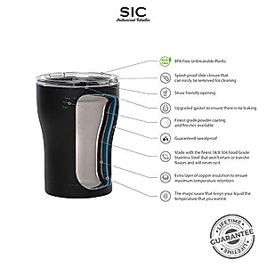 Seriously Ice Cold SIC 12oz Insulated Travel Tumbler Mug, Premium Double Wall Stainless Steel, Leak Proof BPA Free Lid (Hammered Copper)