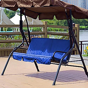 Simlug Swing Seat Cover, Outdoor Swing Cushions, High‑Grade 190T Polyester Taffeta Fabric Cushion Replacement Foldable 150X50X10cm Swing Chair Cushion Garden Lawn Yard (Dark Blue)