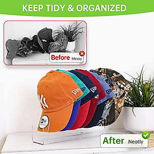 Phsycolv 2024 New Hat Stand for Baseball Caps Display and Organizer, No Install Acrylic Hat Holder for 14 Baseball Caps for Bedroom, Closet, Dresser (2PCS), Unique Gift for Hat lovers