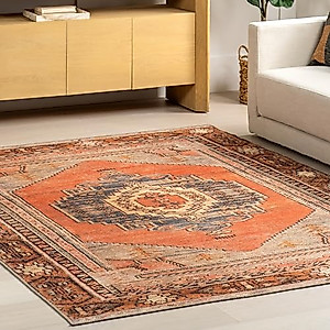 nuLOOM Kamila Tribal Machine Washable Runner Rug, 2' x 8', Orange