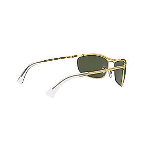 Ray-Ban RB3119 Olympian Rectangular Sunglasses, Gold/G-15 Green, 62 mm