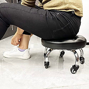 Figrosd Low Rolling Stool Roller Short Stools Universal Swivel Caster Stools Easy Mobility and Convenient Work,9 inch Height-Weight Capacity 350 Pounds (Black)