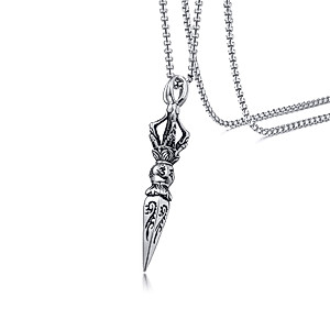 AIKESIWAI Evil warding off pendant Titanium steel pendant, Necklace for men,Falling magic pestle pendant, sacred object for warding off evil spirits (Silver)