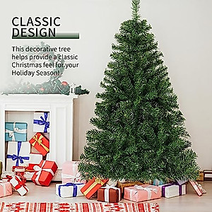 JEAREY Artificial Holiday Christmas Tree 4ft, Unlit Premium Hinged Spruce Holiday Xmas Tree, 250 Branch Tips & Metal Foldable Stand for Home, Office, Party Decoration, Green