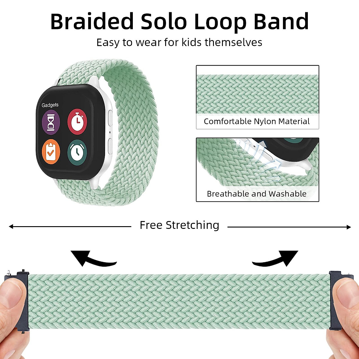 SimpleThings 3Pack Band Replacement Compatible with Gizmo Watch 3 2 1/Gabb Watch 3 2 1, 20mm Stretchy Kids Solo Loop Gizmo Watch Band Replacement Easier for Boys Girls to Put On & Off