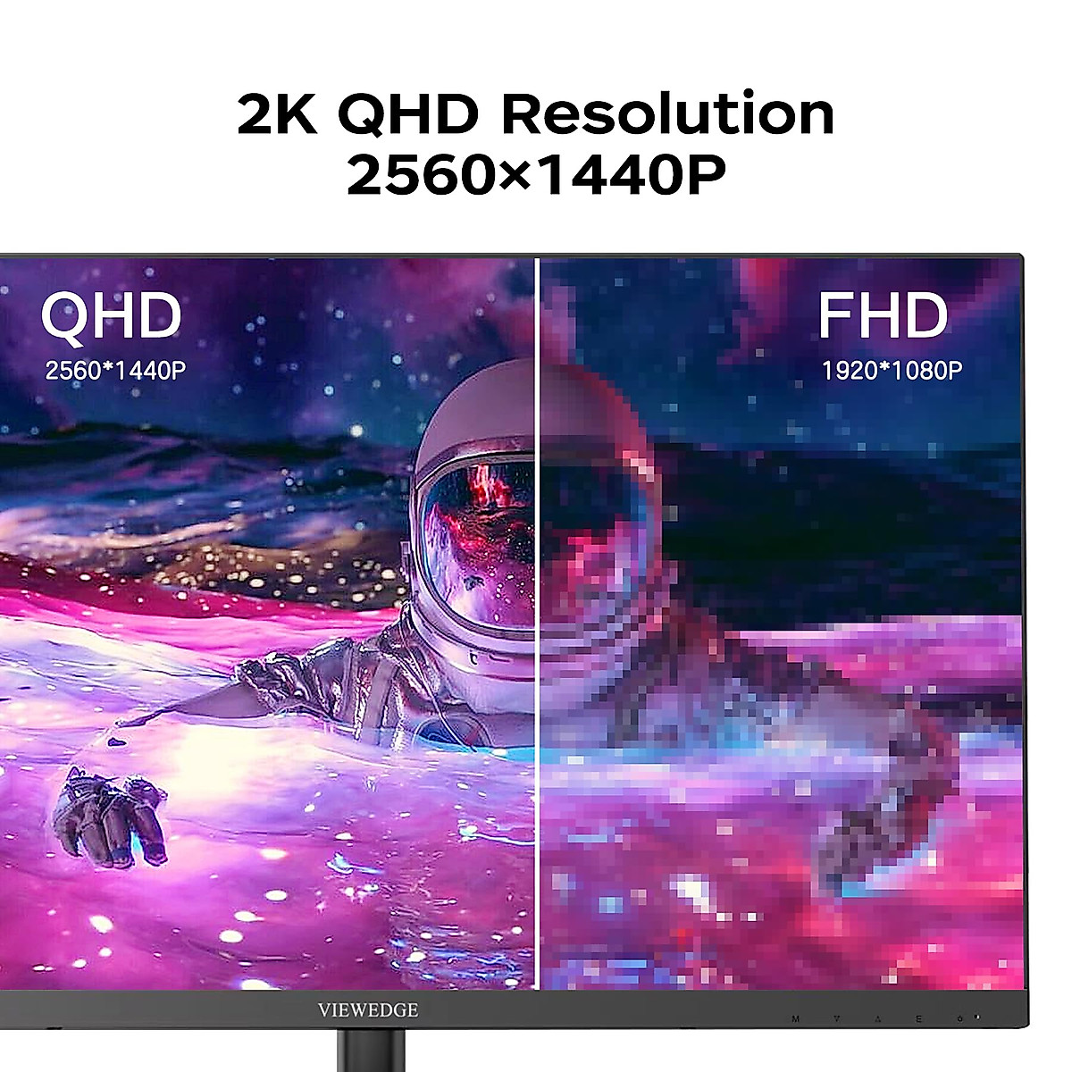 Viewedge 27 inch Monitor with 2K 2560 x 1440 IPS Panel 75hz | Computer Monitor 27 inch QHD with HDMI, DP and Wall Mountable | Eye Protection PC 1440p Monitor for Working and Gaming