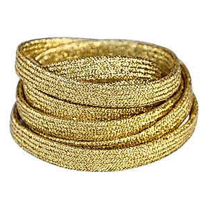 Santimon Metallic Glitter Flat shoelaces Colorful Fashion 2 pairs for Canvas Sneaker Athletic Shoes Light Gold 51"