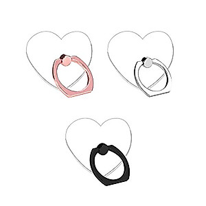 lenoup Transparent Heart Cell Phone Ring Holder Kickstand,360 Rotation Clear Heart Cell Phone Finger Ring Grip Stand for Phones,Pad