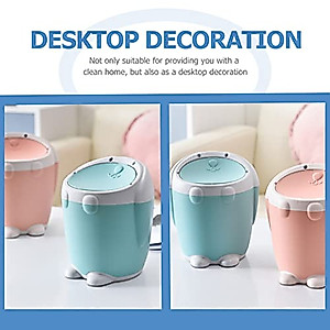 LIFKOME Portable Desk Desktop Trash Can Rabbit Shape Mini Trash Can with Lid Small Countertop Trash Cans Lidded Waste Bin Pen Holder for Car Bedroom Kitchen Office Desktop Green Portable Litter Box