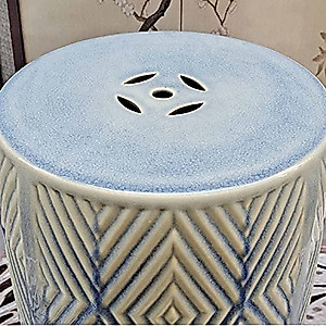 XARONF Modern Chinese Light Luxury Ceramic Drum Stools, Courtyard Garden Piers, Guzheng Stools, Living Room Replacement Shoes Embroidered Piers. (Color : Light Blue)