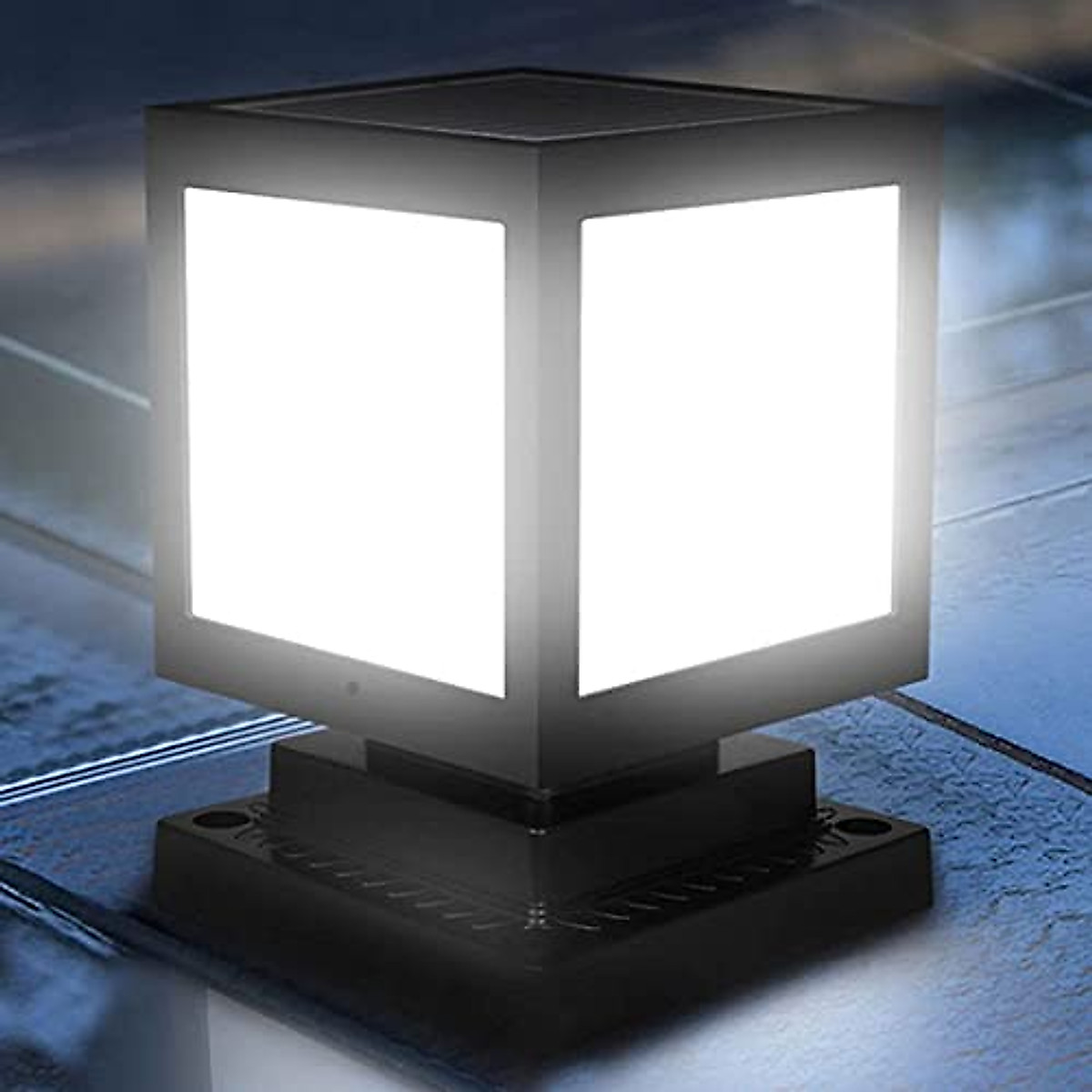 CZLZY Solar LED Post Light Simple Modern Aluminum Square Pillar Lamp Outdoor Patio Fence Column Light Waterproof IP54 Villa Gate Base Light Lawn Landscape Light