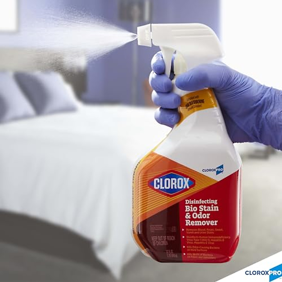 CloroxPro Disinfecting Bio Stain & Odor Remover Pull Top, Healthcare Cleaning and Industrial Cleaning, Clorox Disinfectant Spray, 32 Ounces (Package May Vary) - 31911 (Pack of 1)