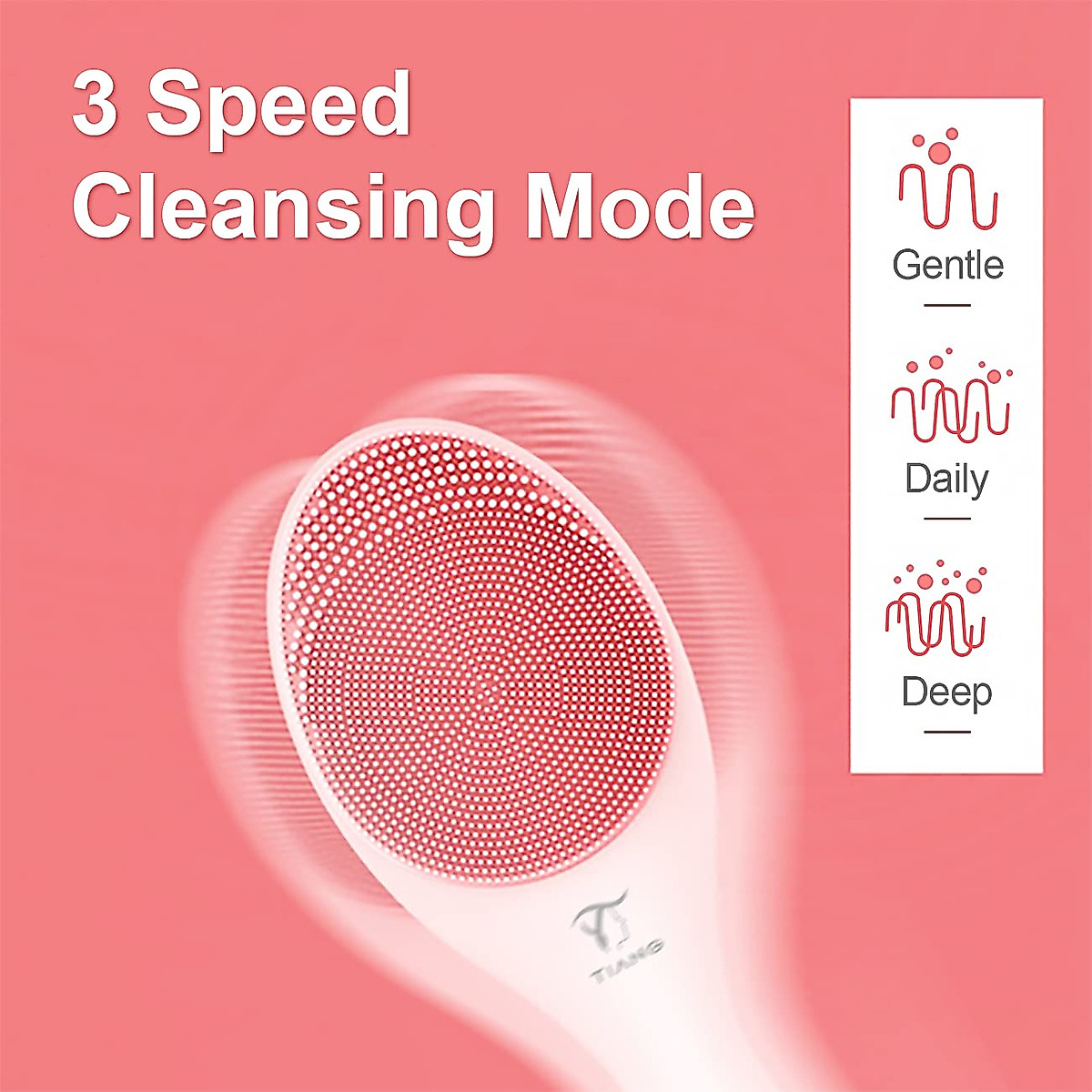 Sonic Face Brush, Sonic Facial Cleansing Brush, Silicone Face Exfoliator Brush Cleanser with Heated Massage and Light Design for Gentle Exfoliating|Massaging|Skin Clean