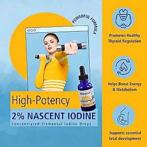 Magnascent Nascent Iodine Organic Daily Health Supplement High Potency 2% Concentrated Liquid Iodine Drops Supports Energy & Metabolism (1oz/30ml)