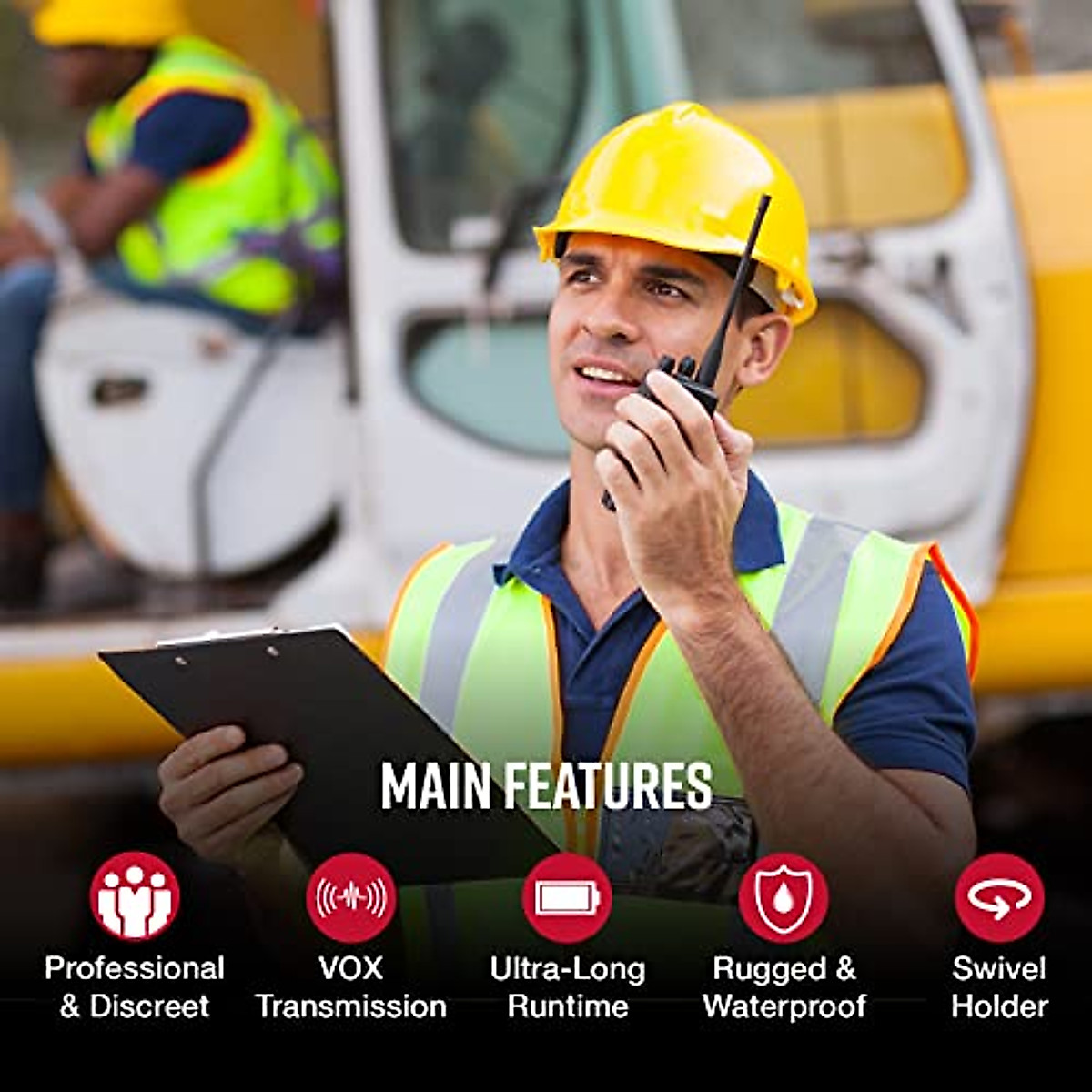 Cobra PX650 BCH6 - Professional/Business Walkie Talkies for Adults - Rechargeable, 300,000 sq. ft/25 Floor Range Two-Way Radio Set (6-Pack), Black