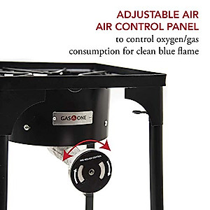 Gas One B-3600H Propane 200,000-BTU Single Outdoor Brewing Burner with Adjustable Height 0-20PSI High Pressure